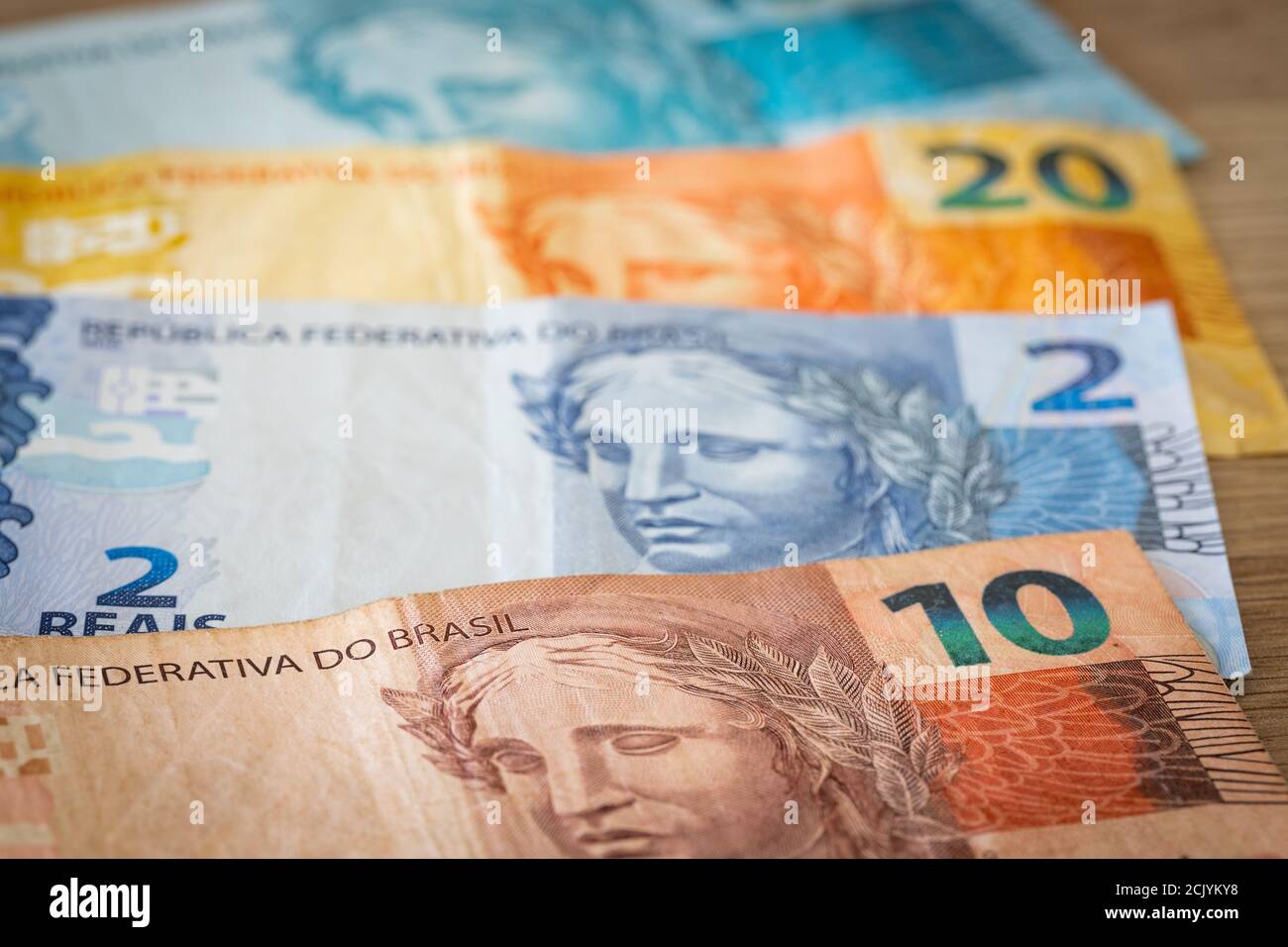 Brazilian money, Reais, Banknotes of various denominations Stock Photo ...