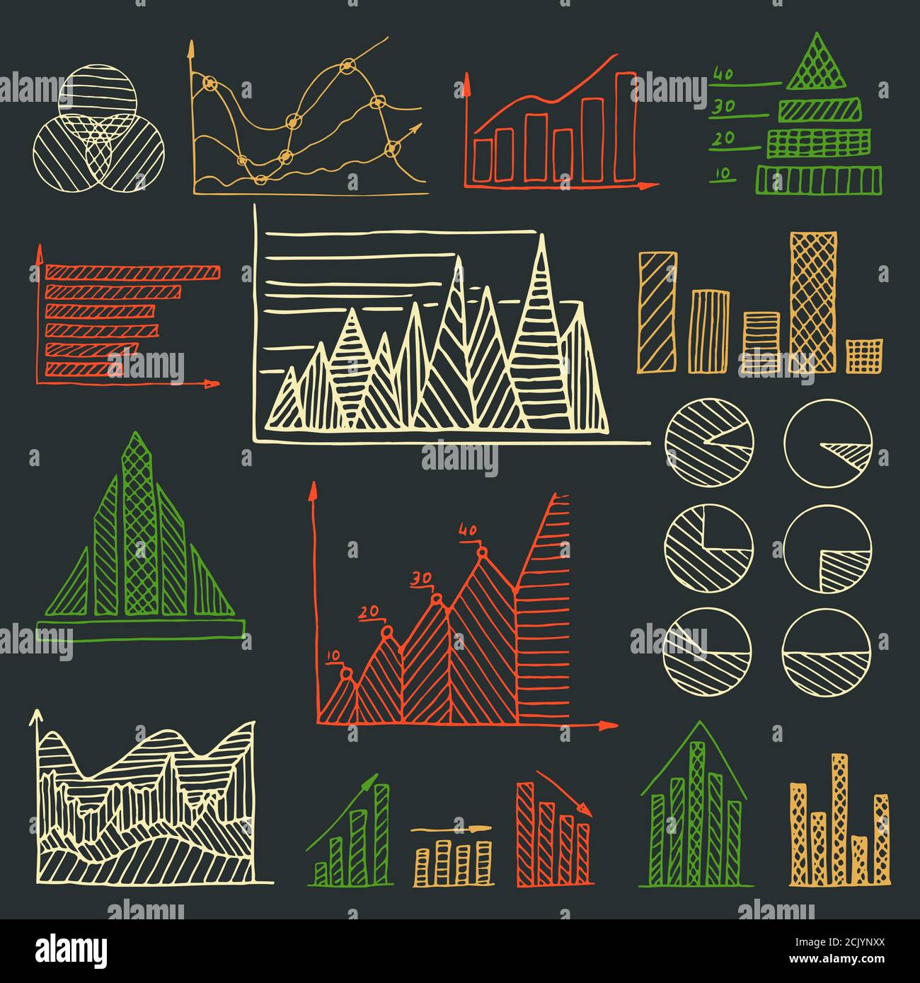 A set of hand drawn Charts Diagram and Graphic For infographic Stock ...