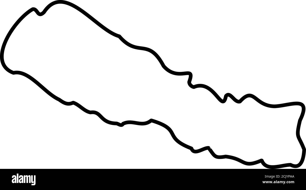 Nepal - solid black outline border map of country area. Simple flat ...