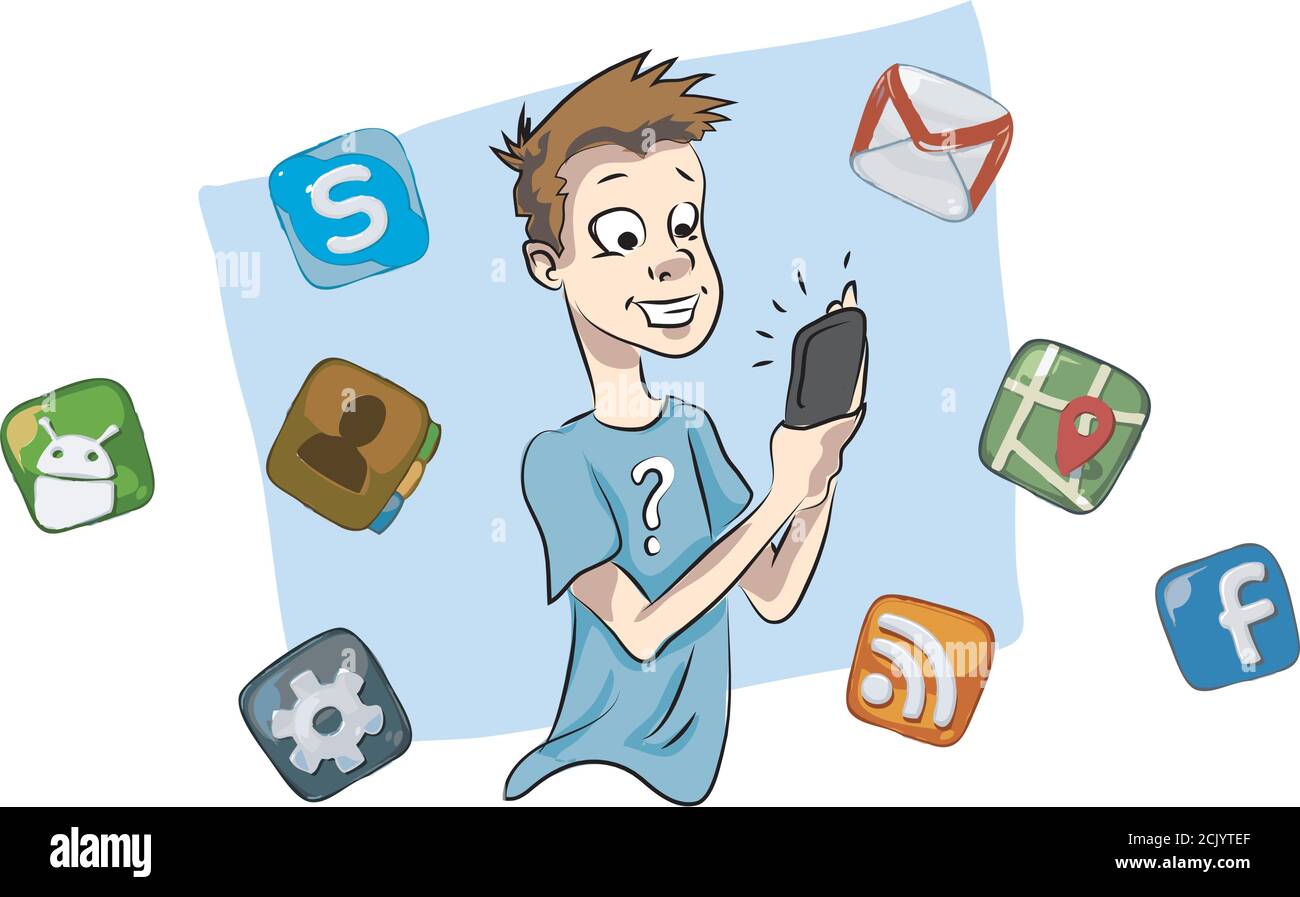 Illustration computer addicted cartoon man hi-res stock photography and ...