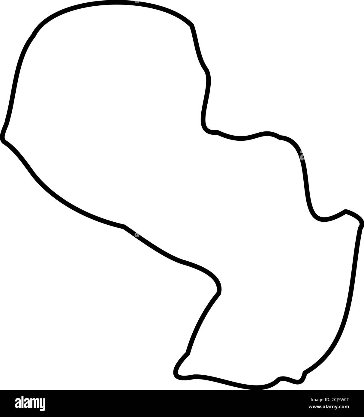 Paraguay - solid black outline border map of country area. Simple flat ...