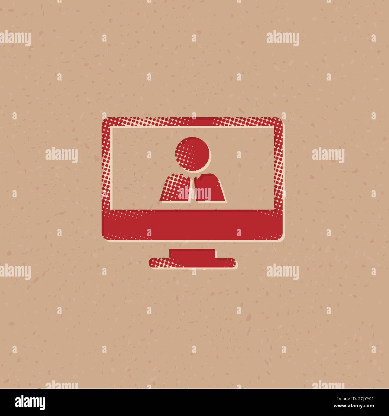 Computer chat icon in halftone style. Grunge background vector ...