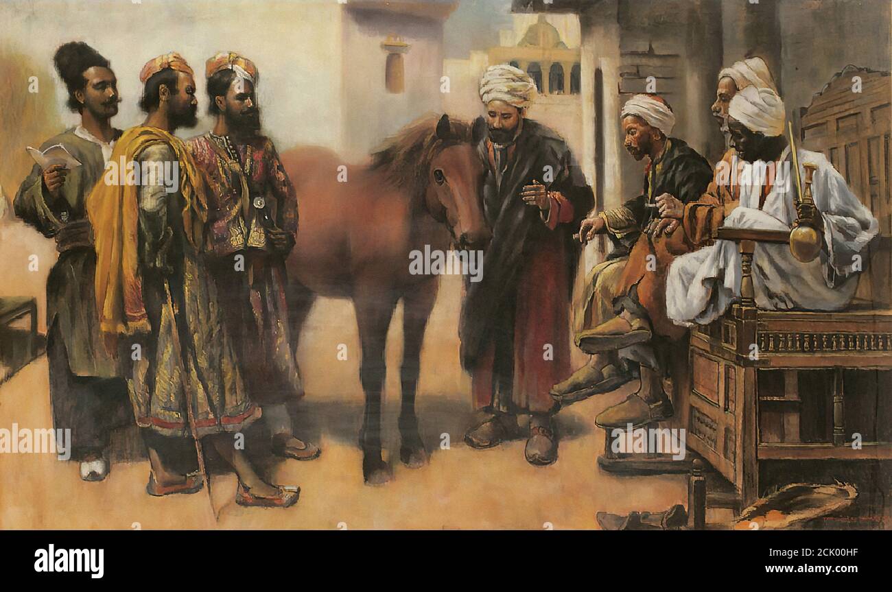 Tornai Gyula - Horse Trading - Hungarian School - 19th Century Stock ...