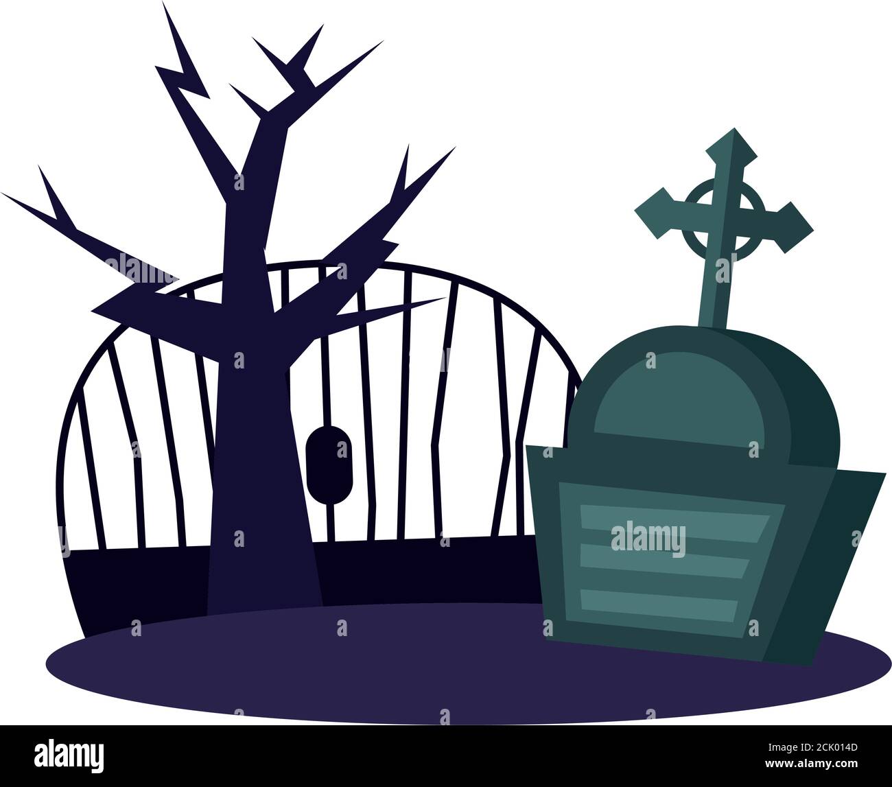 grave with cross and gate design, death tomb cementary and scary theme ...