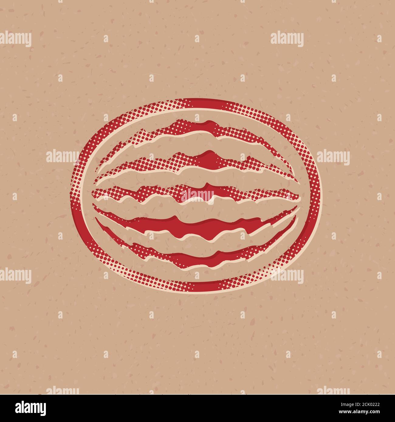 Water melon icon in halftone style. Grunge background vector ...
