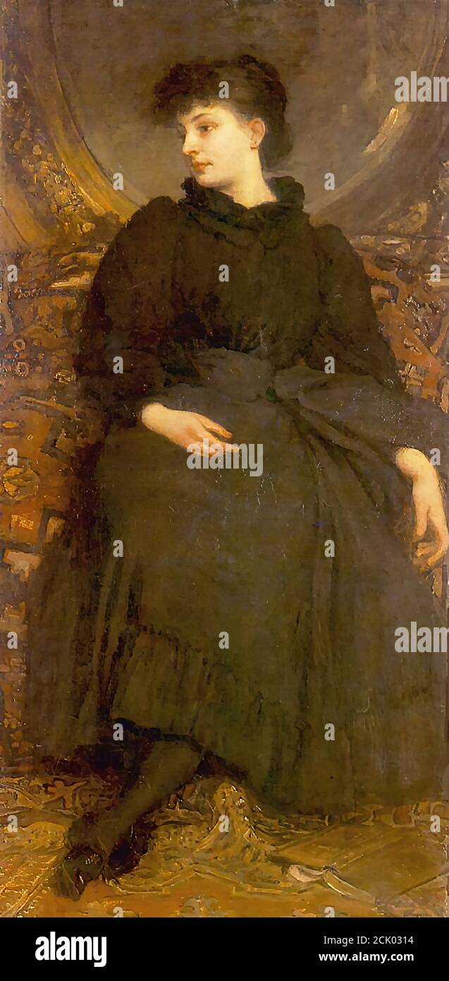 Lotz Károly - Kornélia Lotz Dressed in Black - Hungarian School - 19th ...