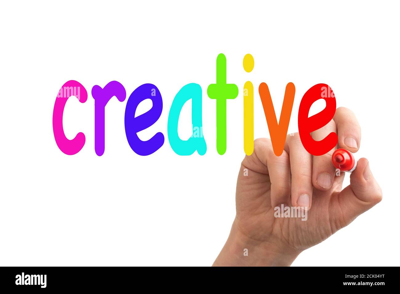 the word creative written on whiteboard in colorful letters Stock Photo ...