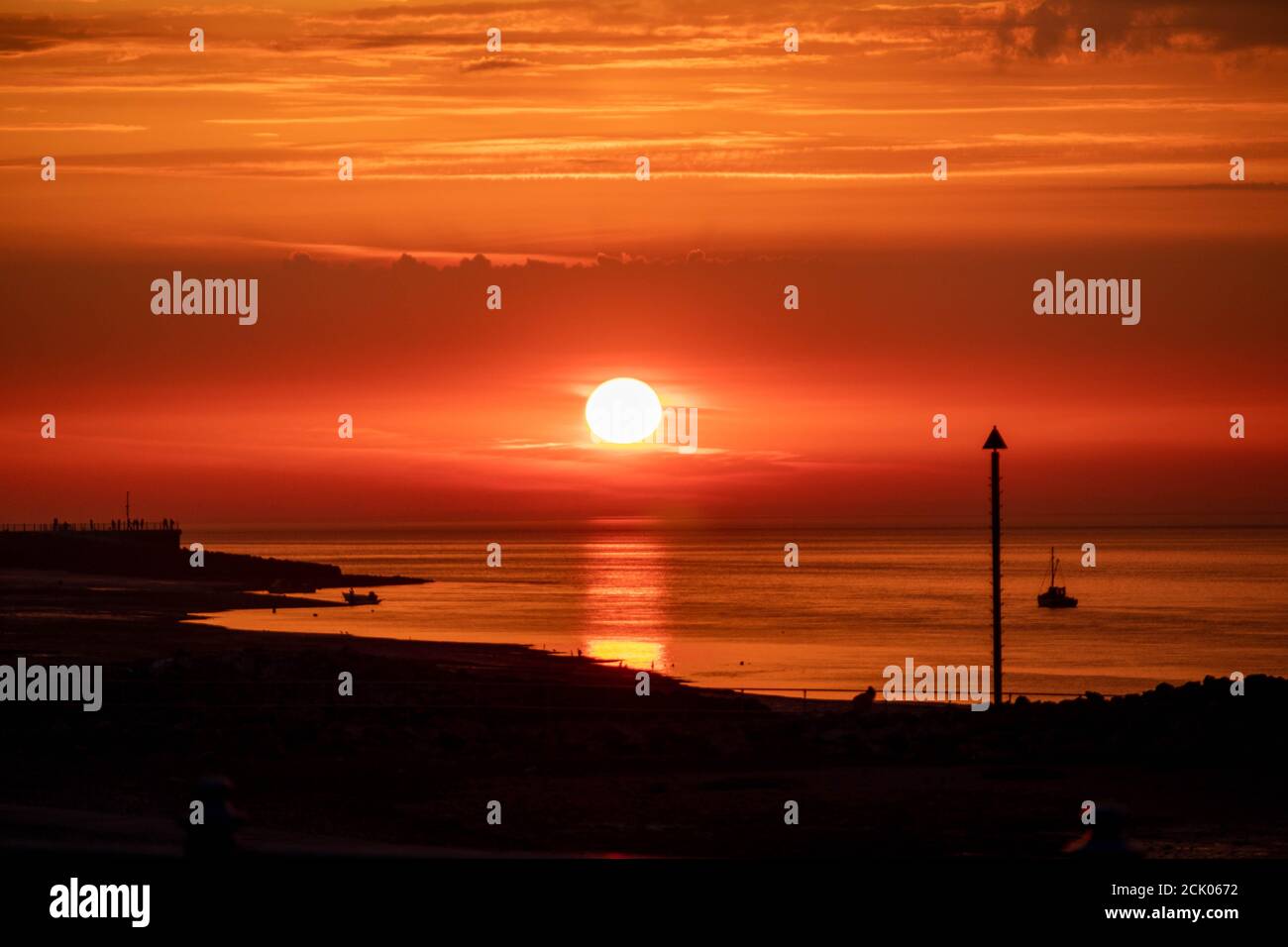 Morecambe, Lancashire, United Kingdom. 1st Sep, 2020. The sunset across ...