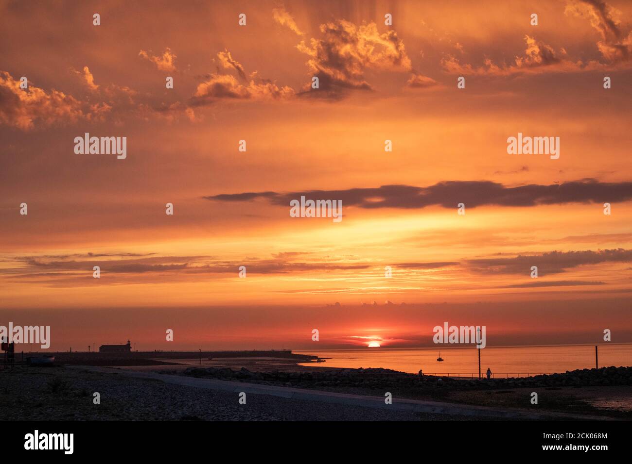 Morecambe, Lancashire, United Kingdom. 1st Sep, 2020. The sunset across ...