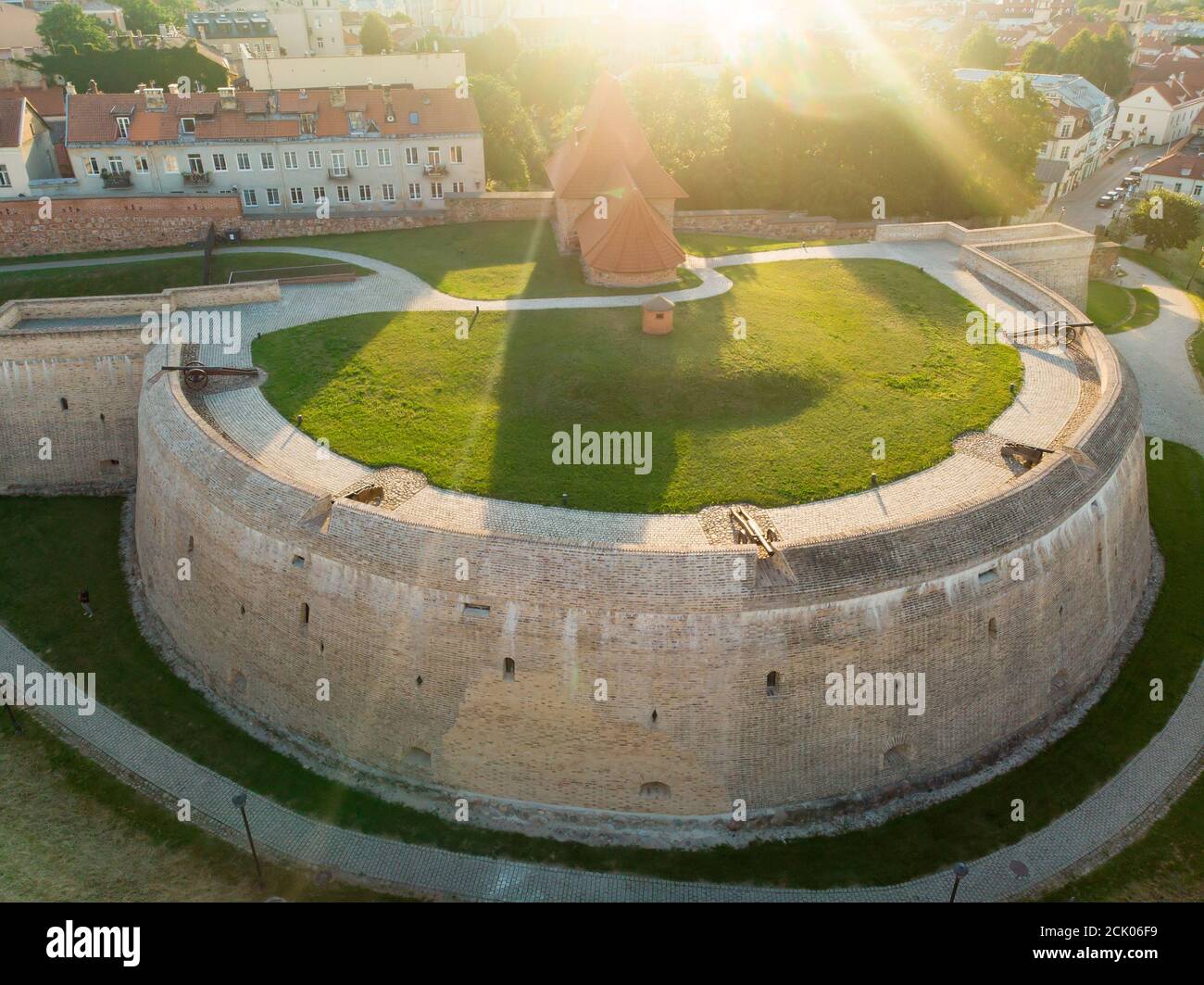 Aerial view of the Bastion of the Vilnius Defensive Wall, restored ...