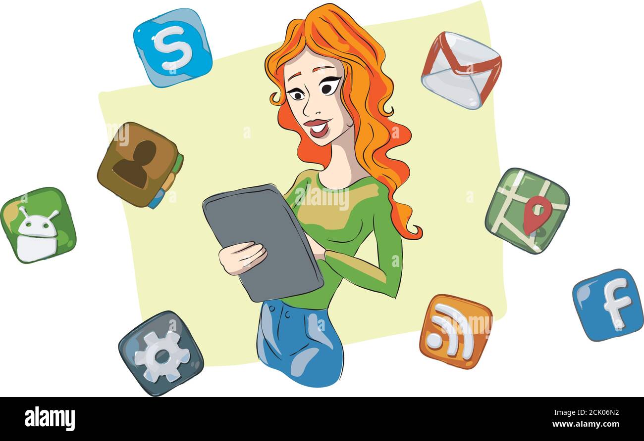 Illustration computer addicted cartoon man hi-res stock photography and ...