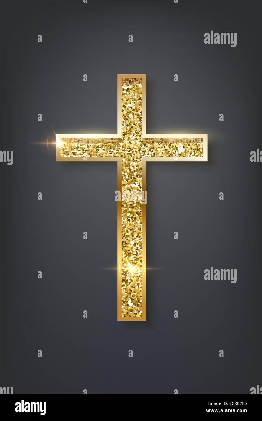 Gold prayer cross realistic vector illustration Stock Vector Image ...