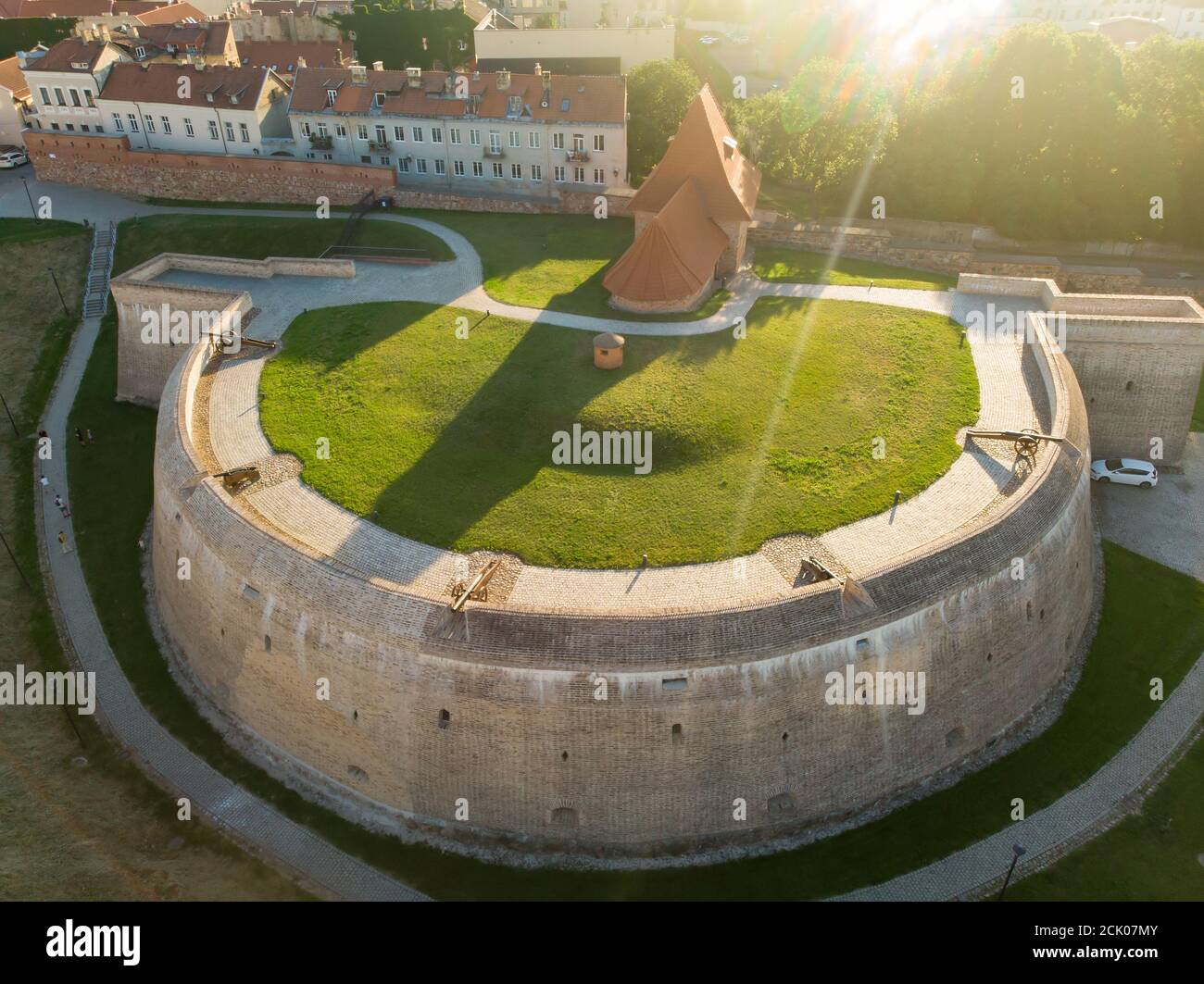 Aerial view of the Bastion of the Vilnius Defensive Wall, restored ...