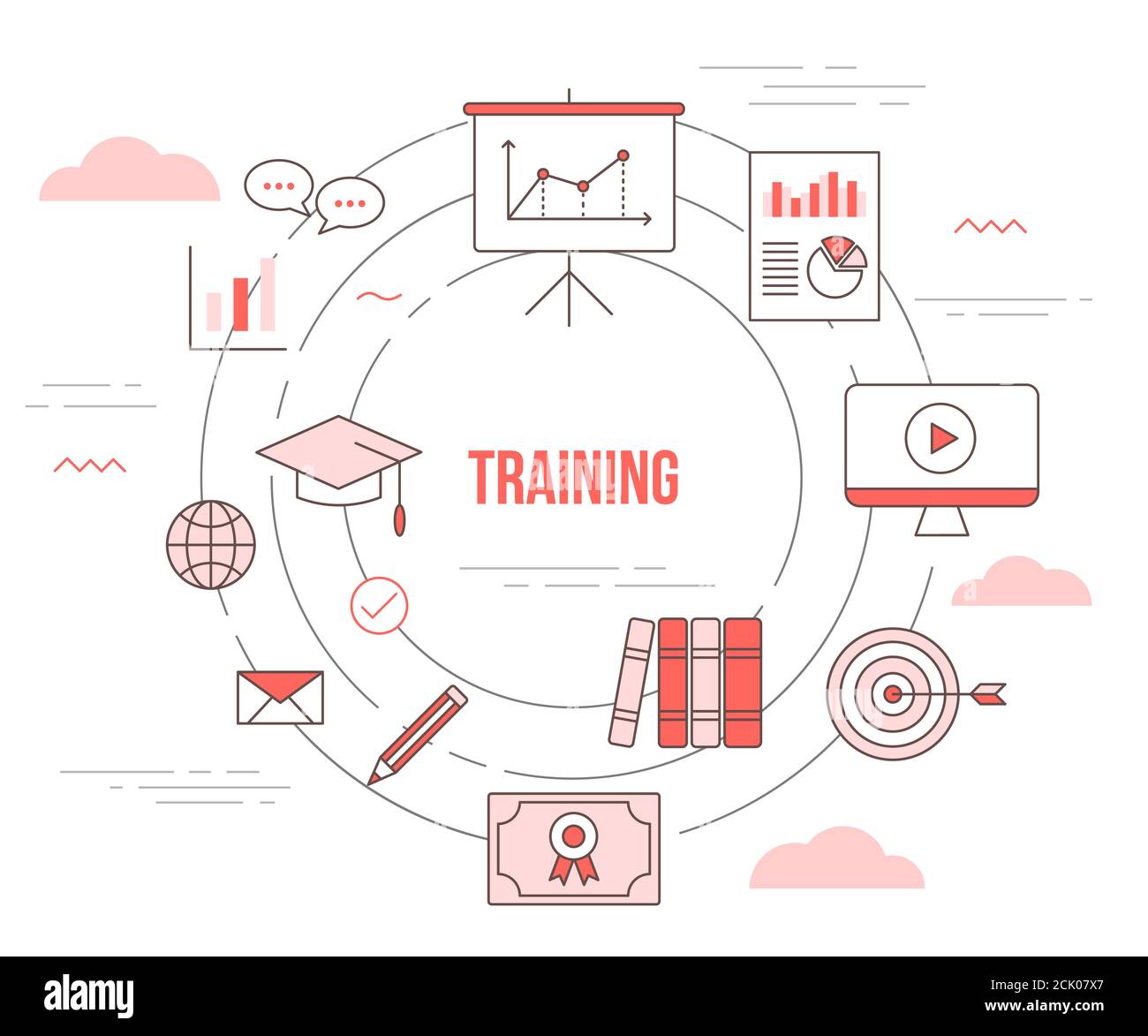training concept with icon set template banner with modern orange color ...