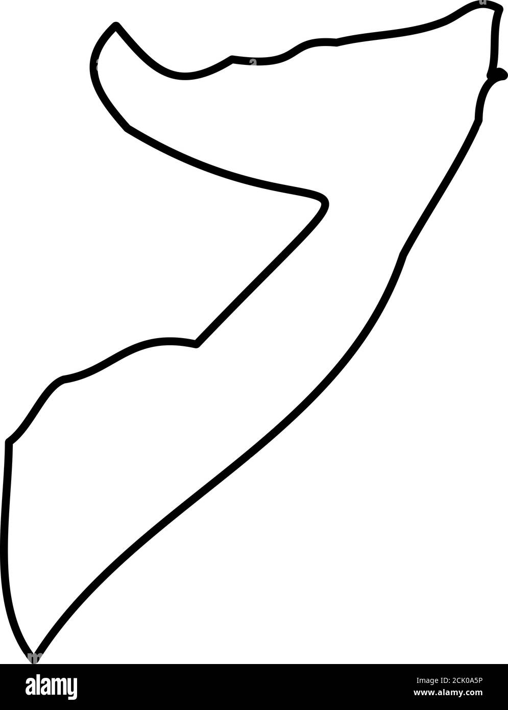Somalia - solid black outline border map of country area. Simple flat ...