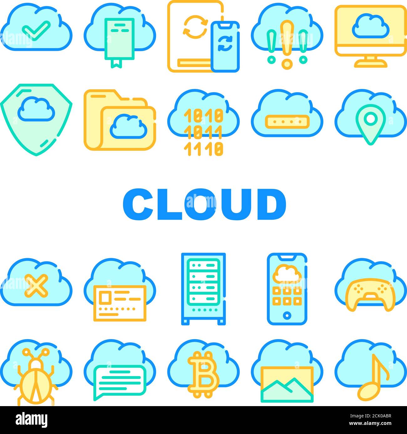 Cloud Service Storage Collection Icons Set Vector Stock Vector Image ...