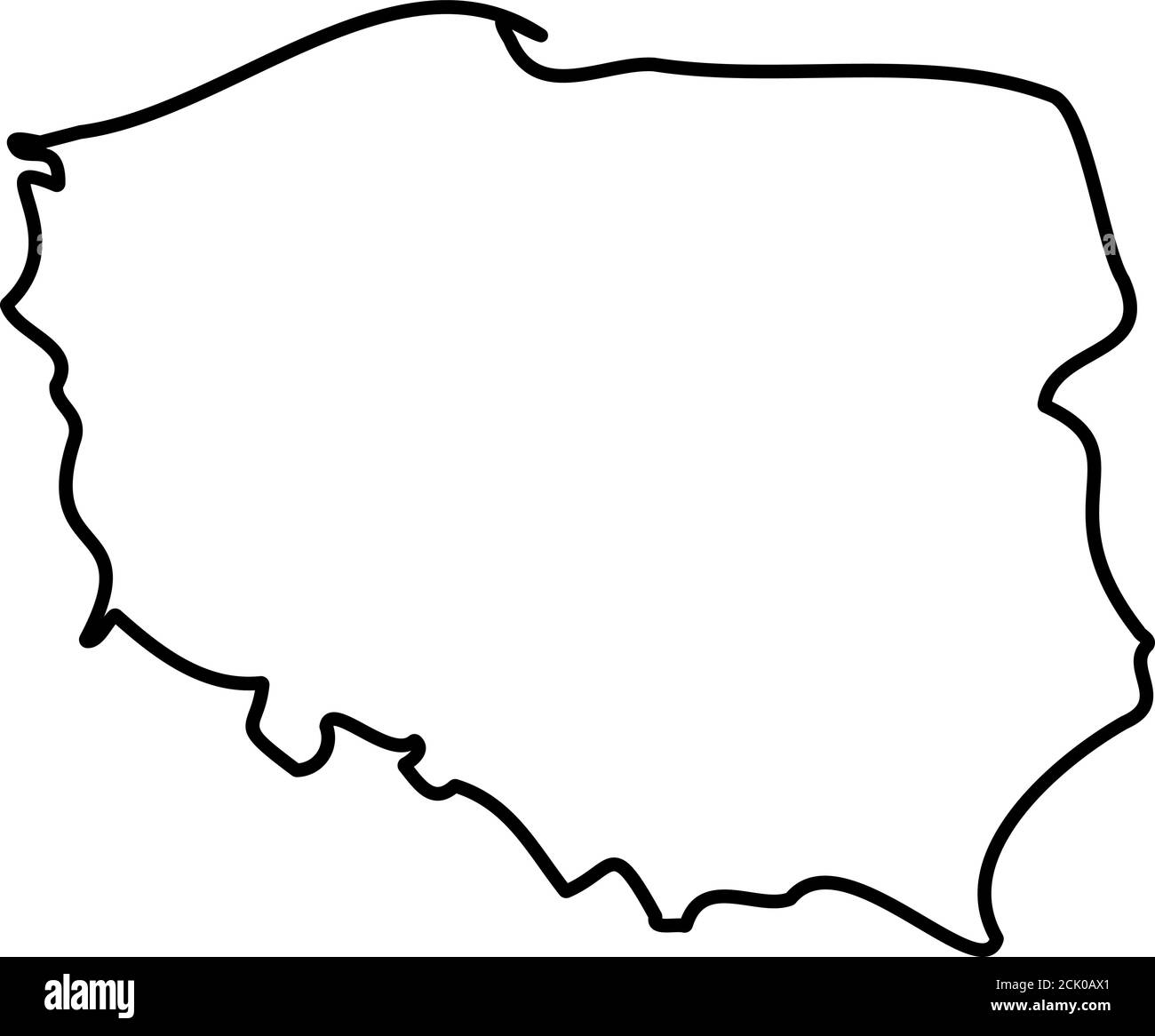 Poland - solid black outline border map of country area. Simple flat vector illustration Stock ...