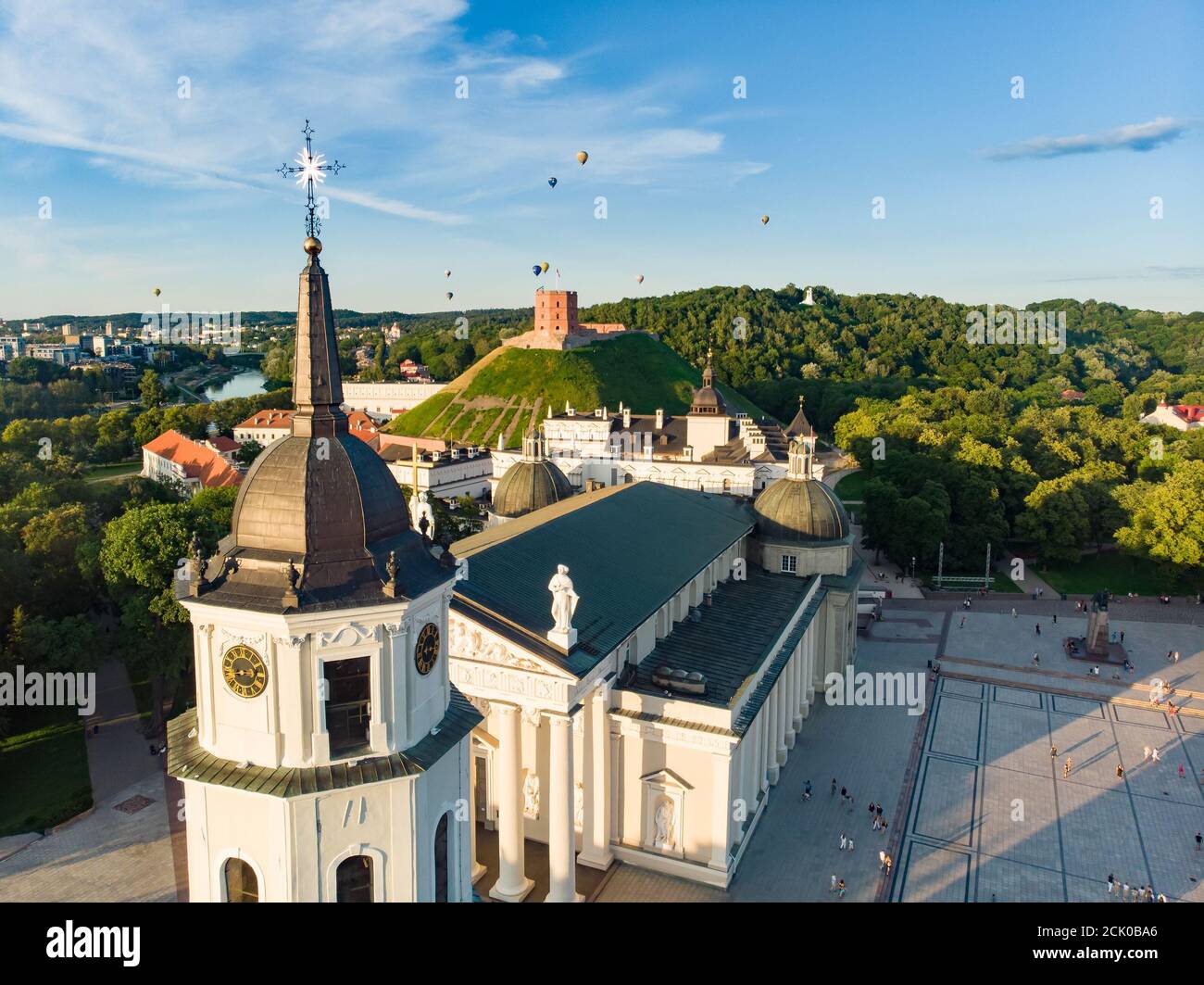 Aerial view of The Cathedral Square, main square of Vilnius Old Town, a ...