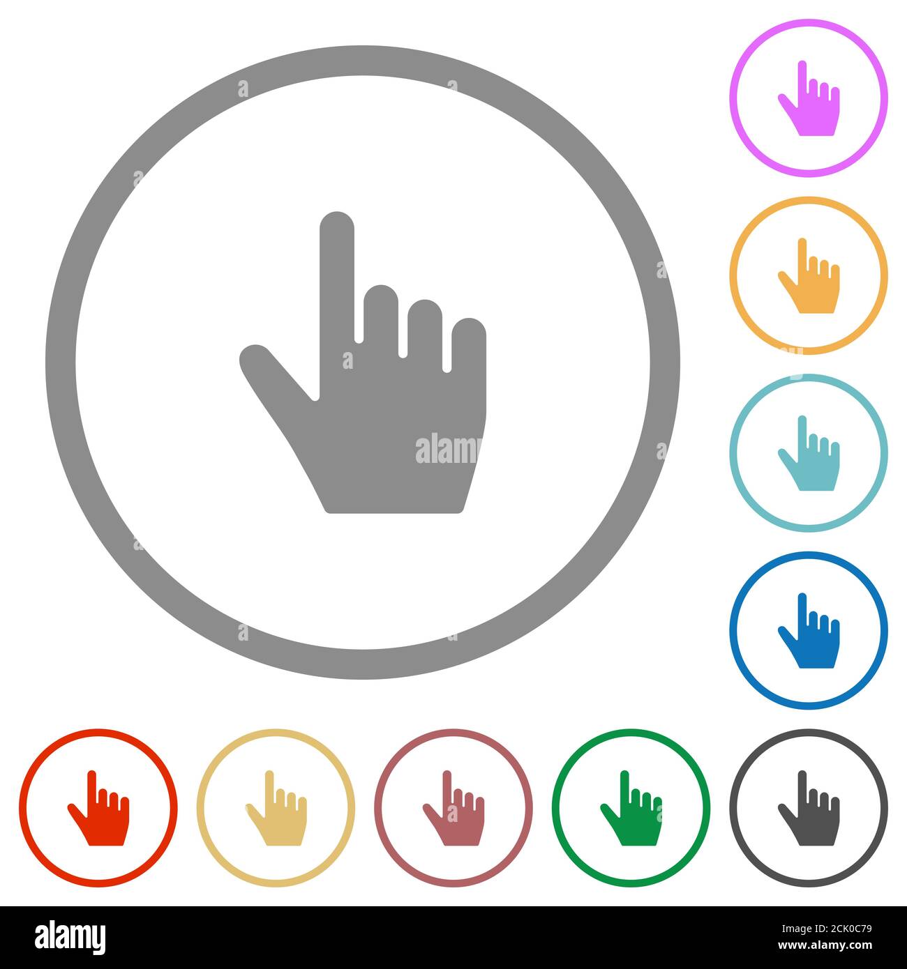right handed pointing gesture flat color icons in round outlines on ...