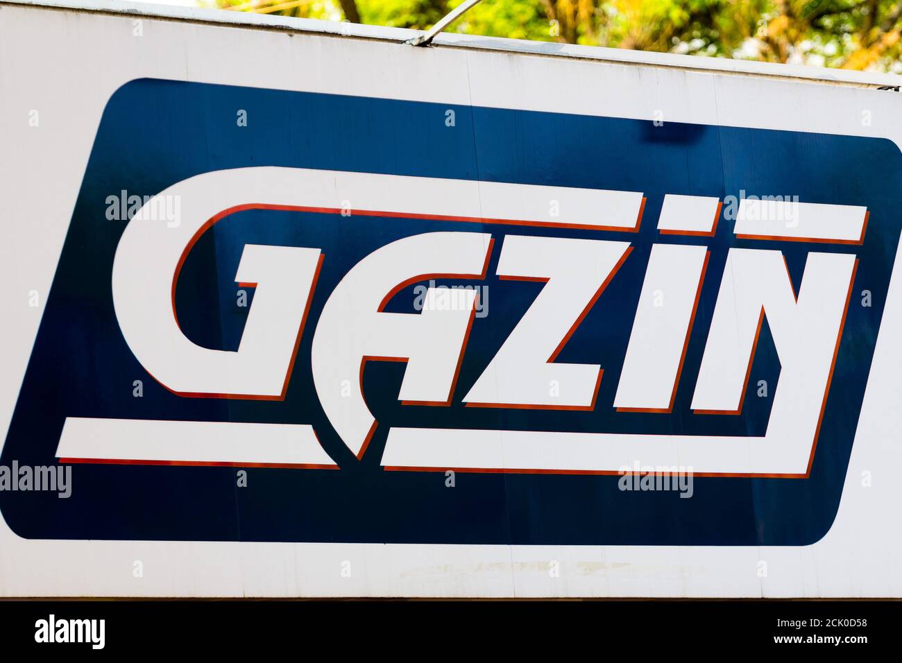 The Gazin logo seen at one of its stores in Dourados, Mato Grosso do ...