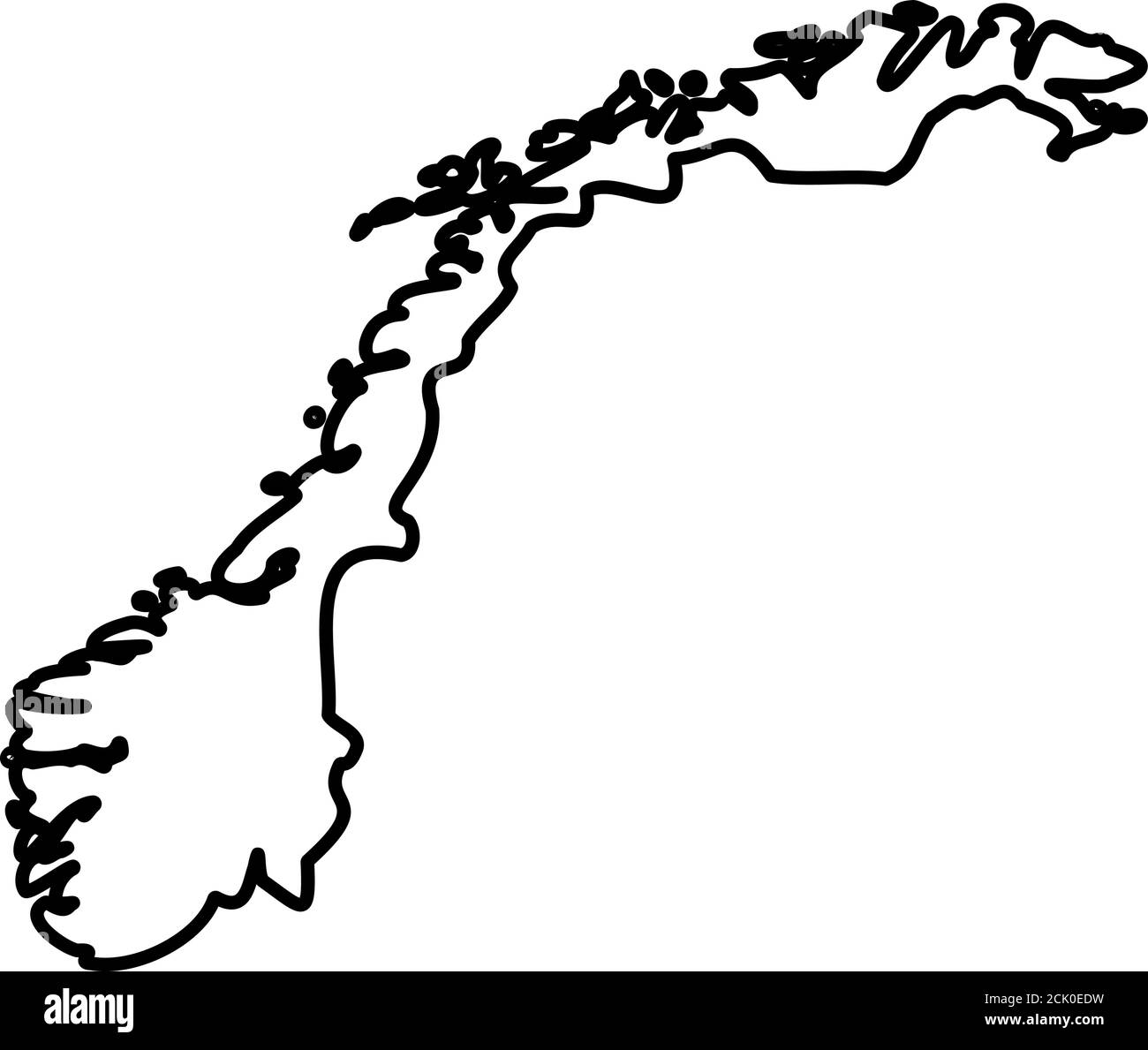 Norway - solid black outline border map of country area. Simple flat ...