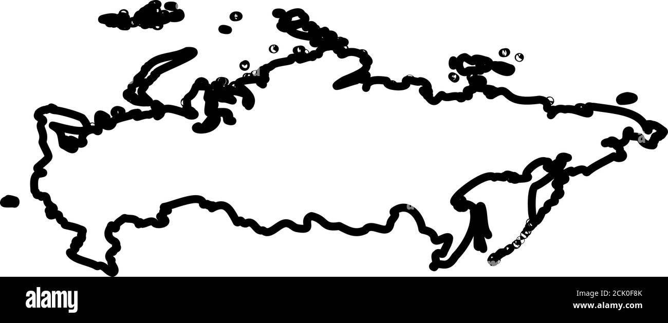 Russia - solid black outline border map of country area. Simple flat ...