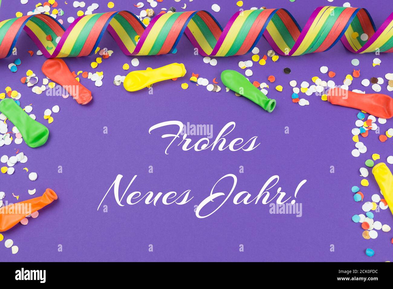 With confetti balloons and the German words for Happy New Year Stock ...