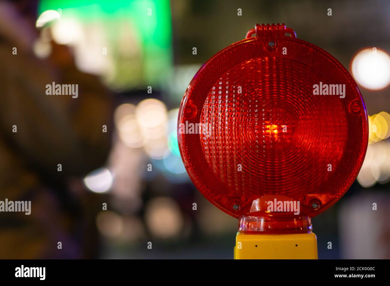 Warning light in the night Stock Photo - Alamy