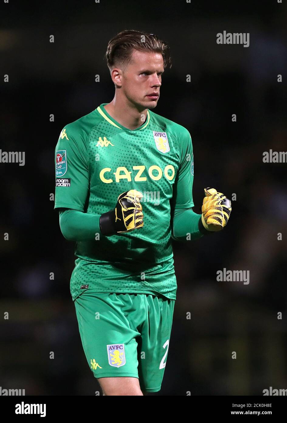 Aston villa goalkeeper orjan nyland celebrates hi-res stock photography ...