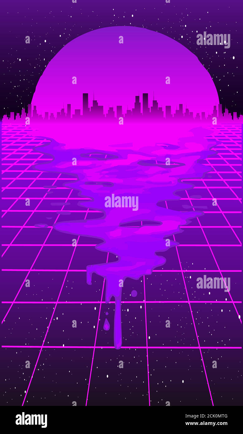 Retro 80s wave space, 1980s retro futuristic style background, digital ...