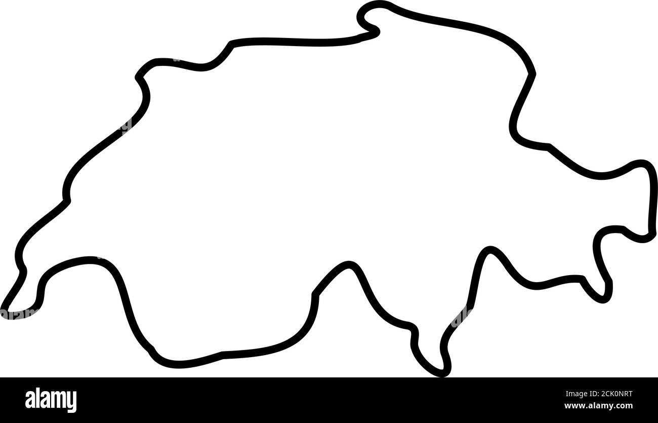 Switzerland - solid black outline border map of country area. Simple ...