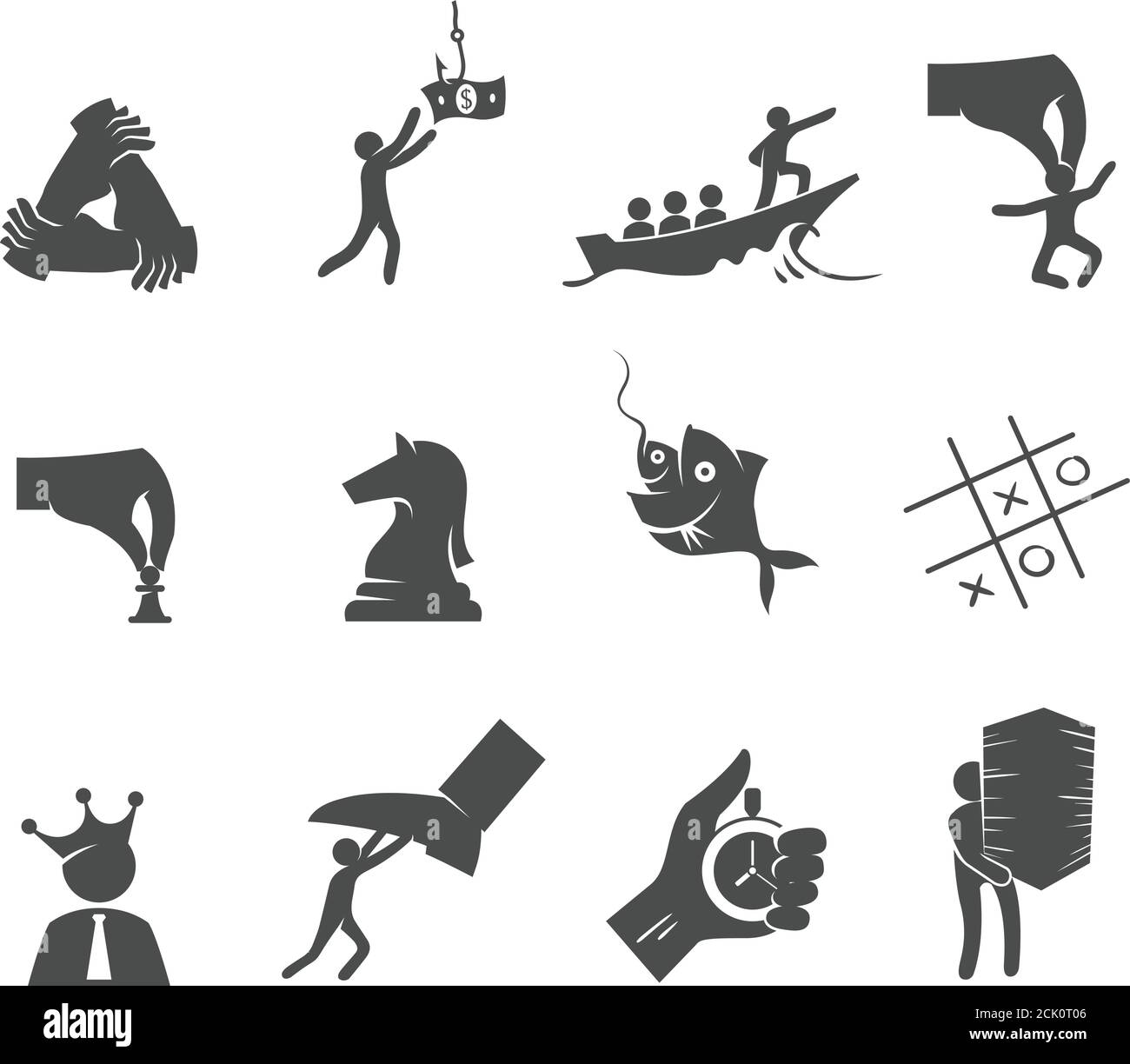 Business management icons in black and white. Businessmen vector ...