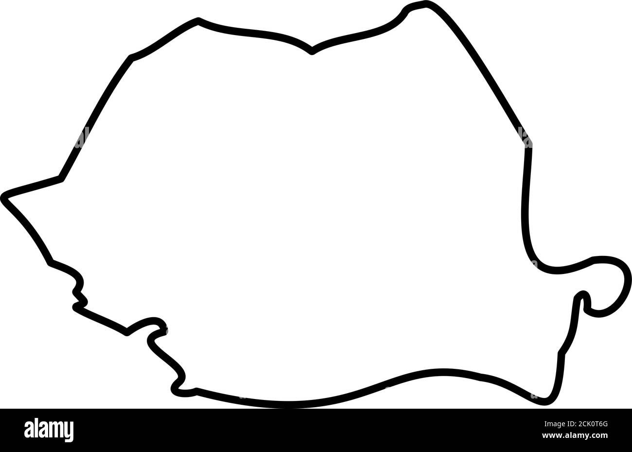 Romania - solid black outline border map of country area. Simple flat vector illustration Stock ...