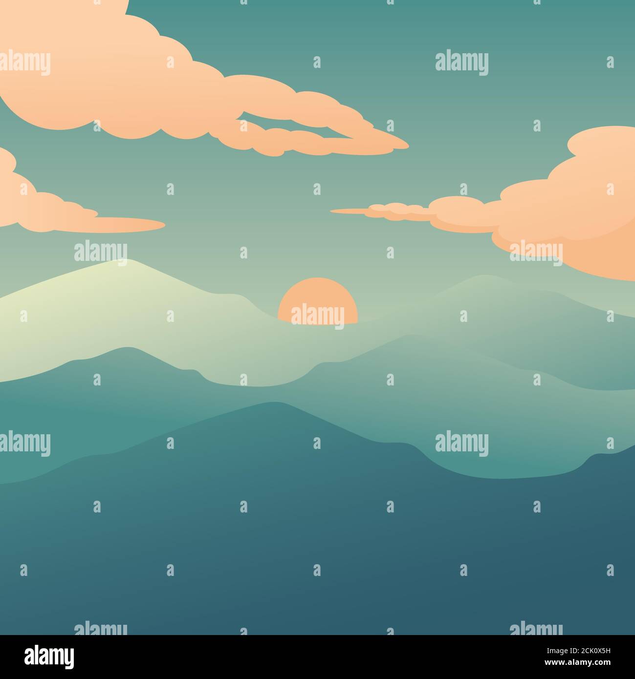 sun on mountain with clouds design, Landscape nature earth eco ecology ...