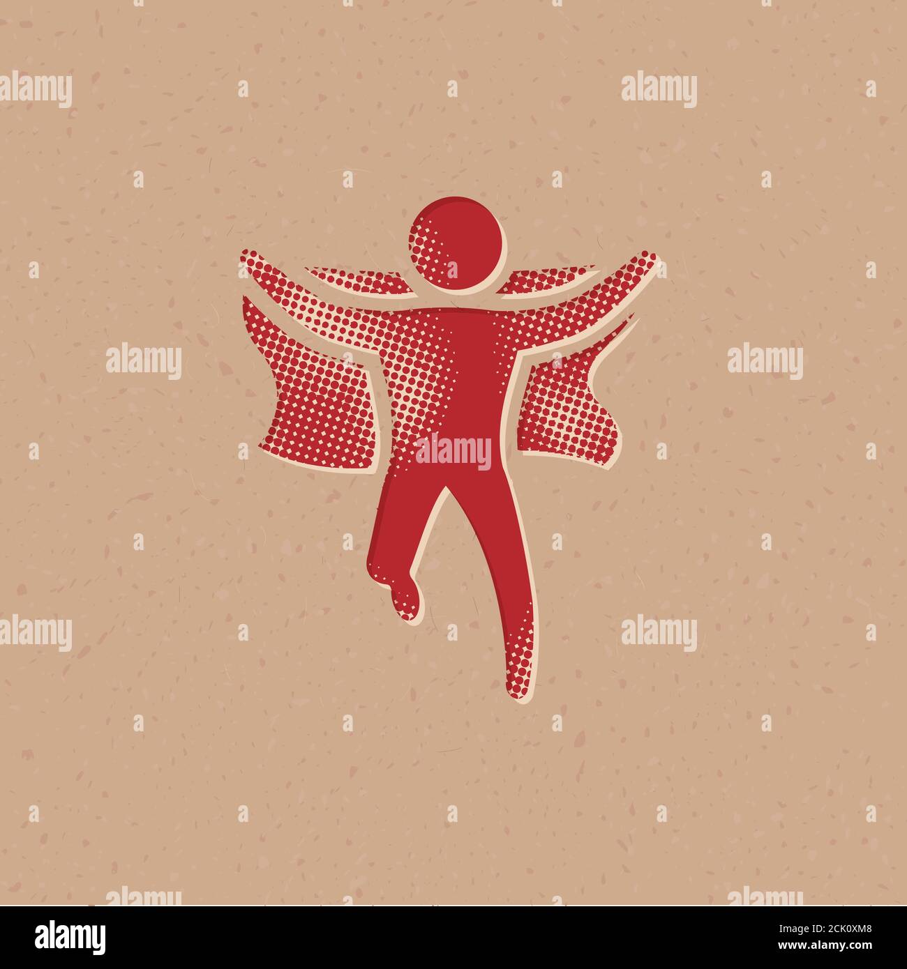 Wining sprinter icon in halftone style. Grunge background vector ...