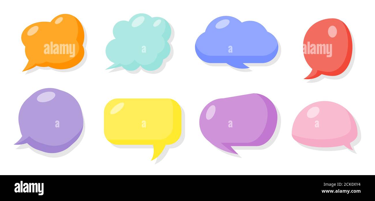 Colored comic speech soap bubble set. Funny abstract different shapes ...