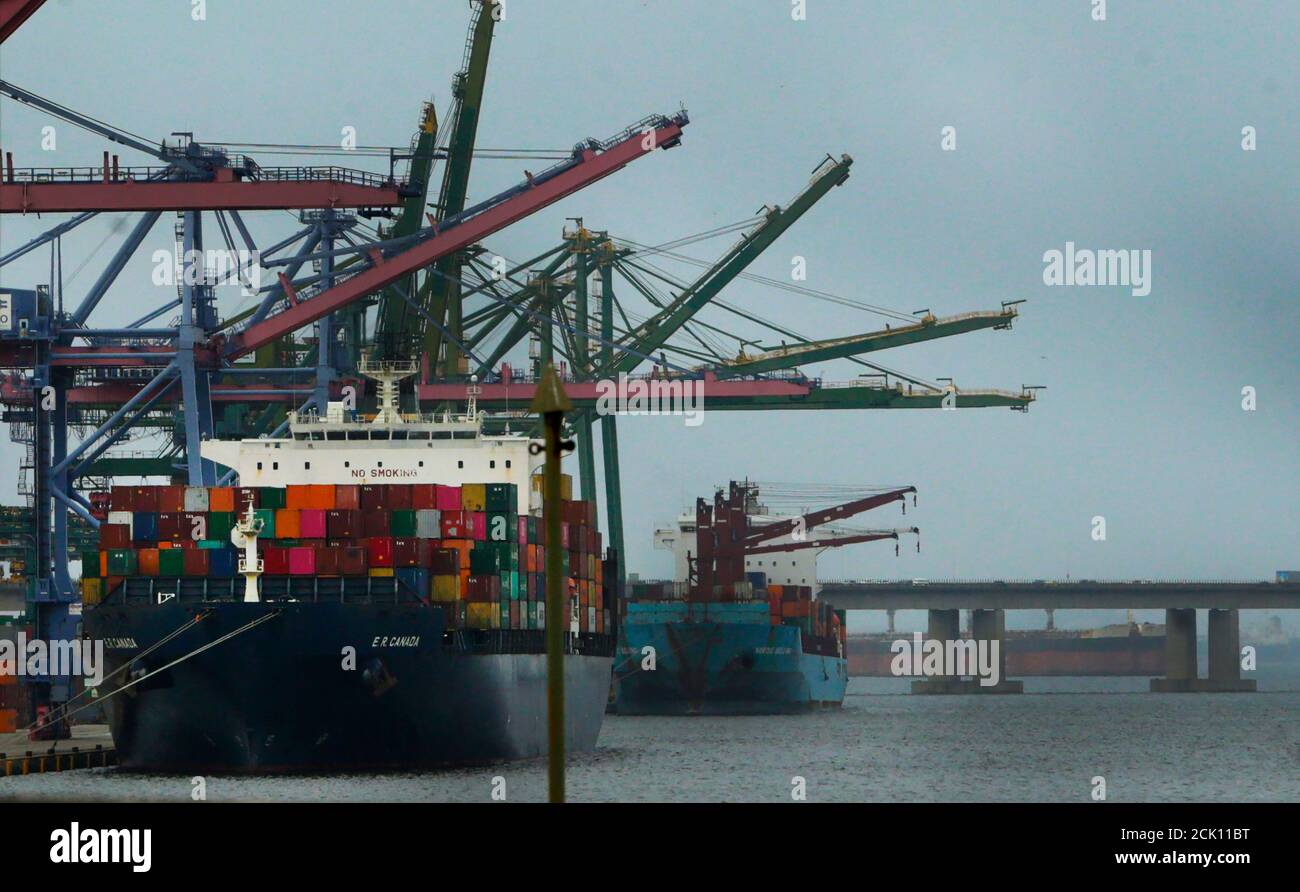 Rio de Janeiro September 14, 2020- A cargo ship is seen at Rio de ...