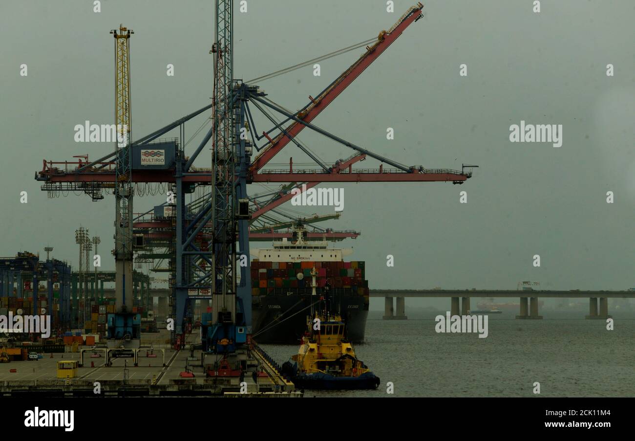 Rio de Janeiro September 14, 2020- A cargo ship is seen at Rio de ...