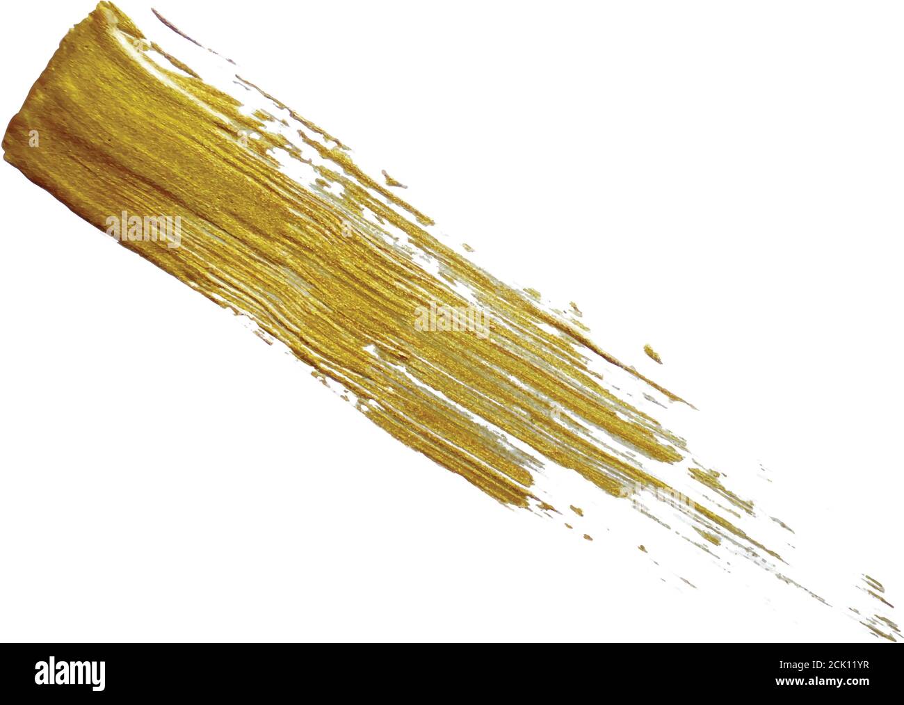 Realistic gold glitter painting brush. Hand drawing vector illustration ...