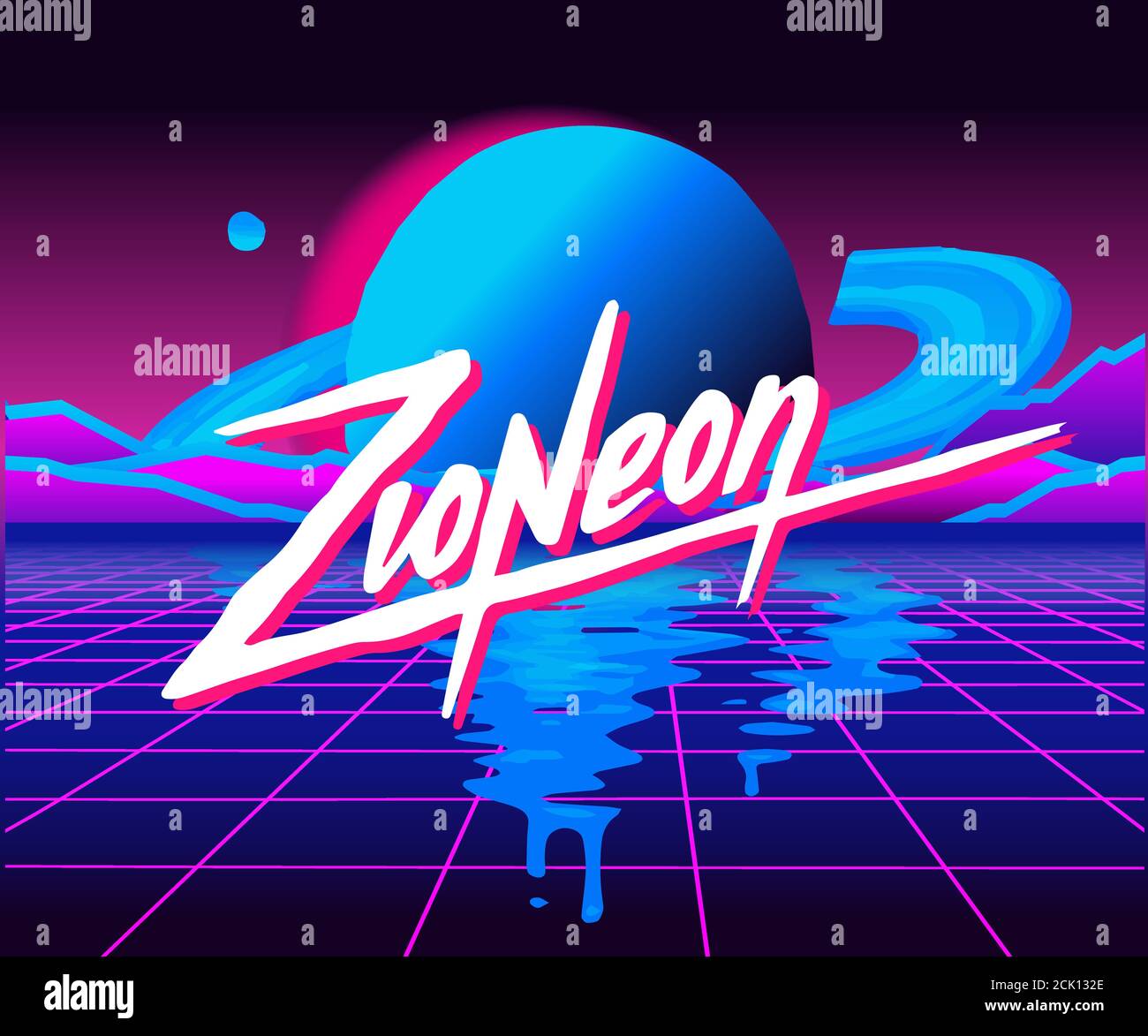 Retro 80s wave space, 1980s retro futuristic style background, digital ...