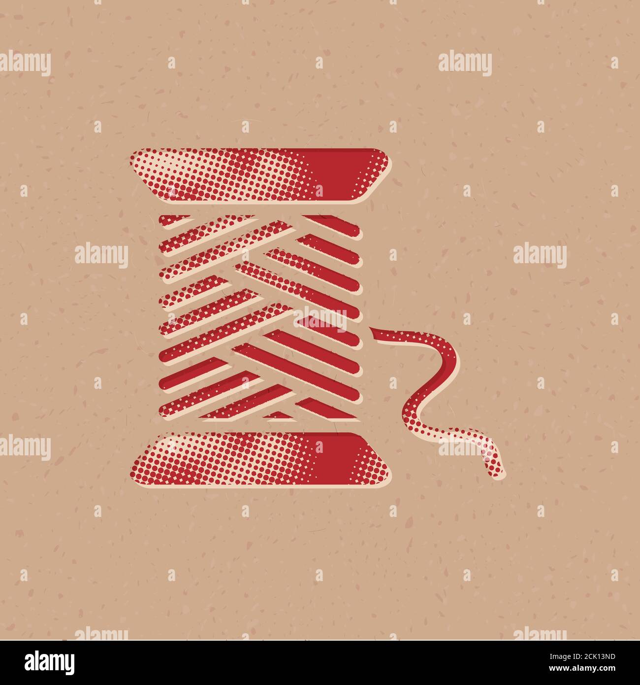 Yarn icon in halftone style. Grunge background vector illustration ...