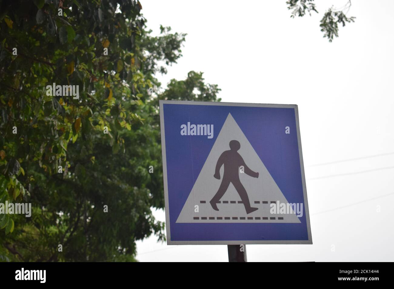 Blue square pedestrian street sign Stock Photo - Alamy