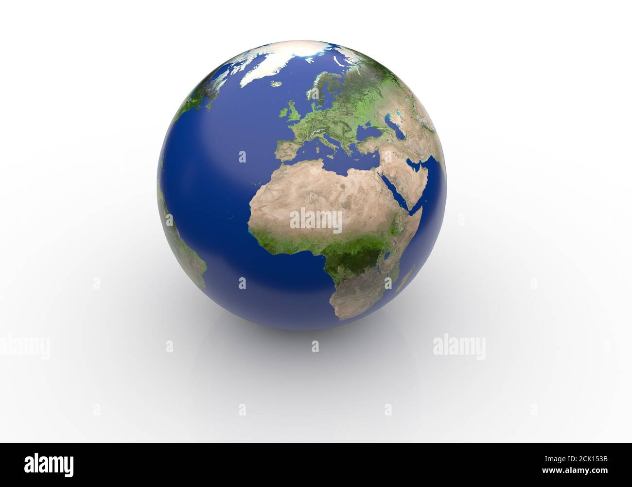 Planet earth represented in detail with a sunny part and a dark area ...