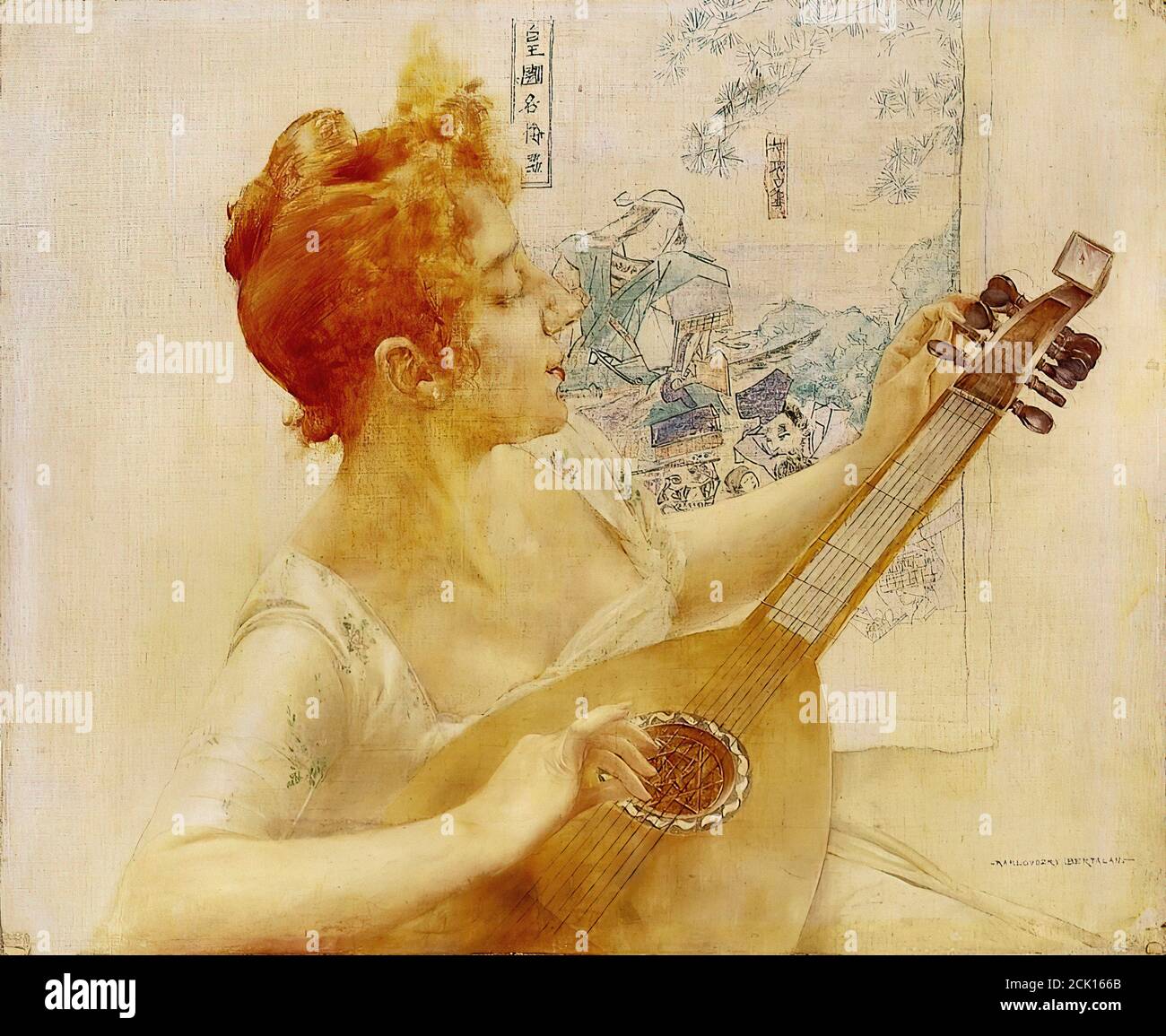 Karlovsky Bertalan - Red-Haired Lady with a Mandolin 1 - Hungarian ...