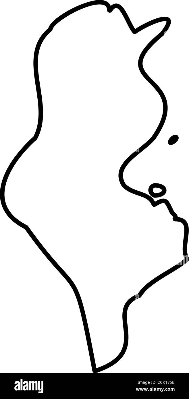 Tunisia - solid black outline border map of country area. Simple flat ...