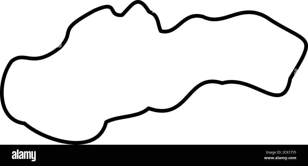 Slovakia - solid black outline border map of country area. Simple flat vector illustration Stock ...