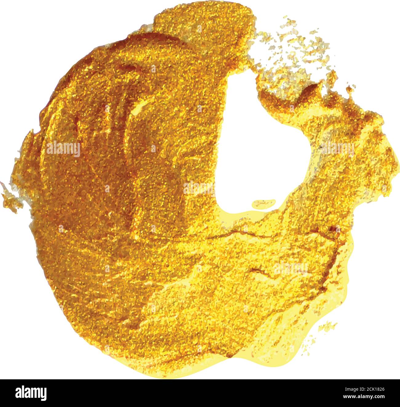 Realistic gold glitter brush. Finger painting. Hand drawing vector ...