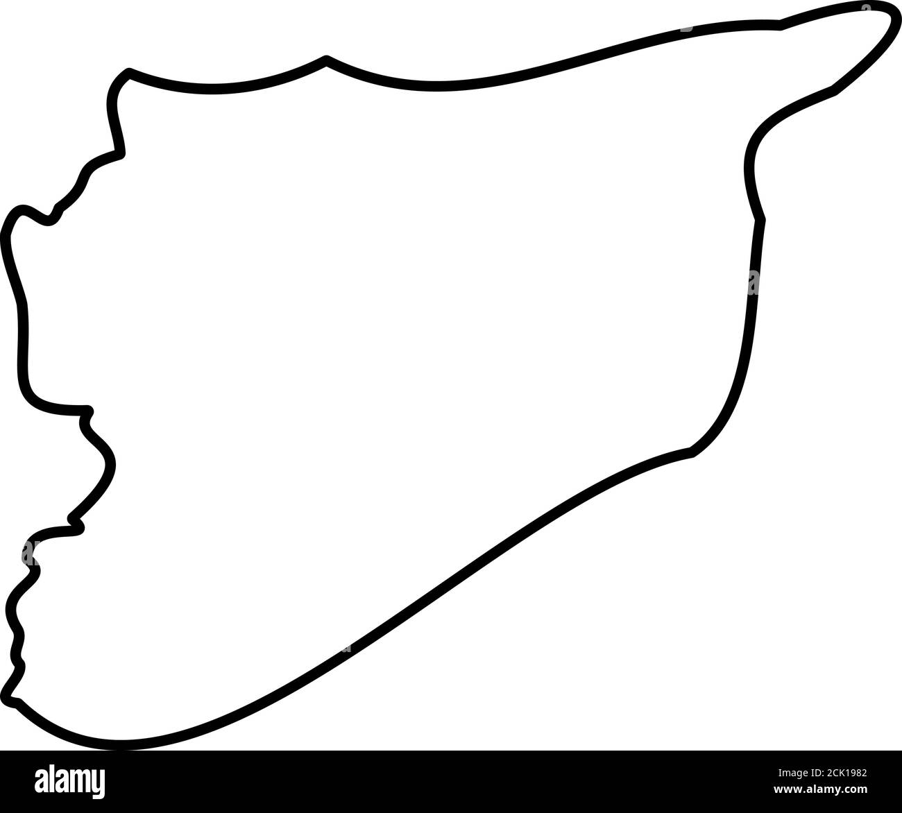 Syria - solid black outline border map of country area. Simple flat ...