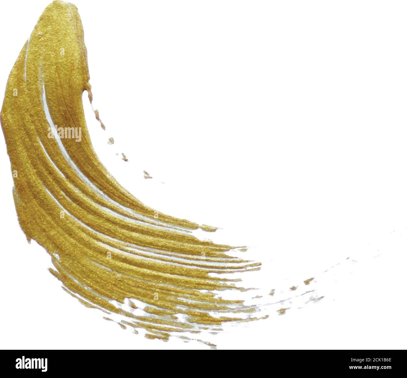 Realistic gold glitter painting brush. Hand drawing vector illustration ...