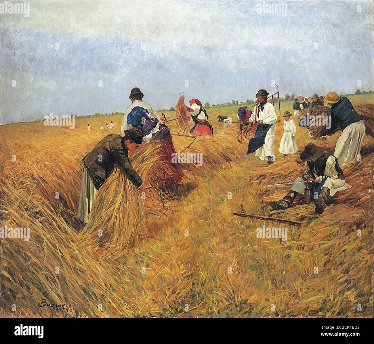 Bosznay Istvan - Harvest - Hungarian School - 19th Century Stock Photo ...